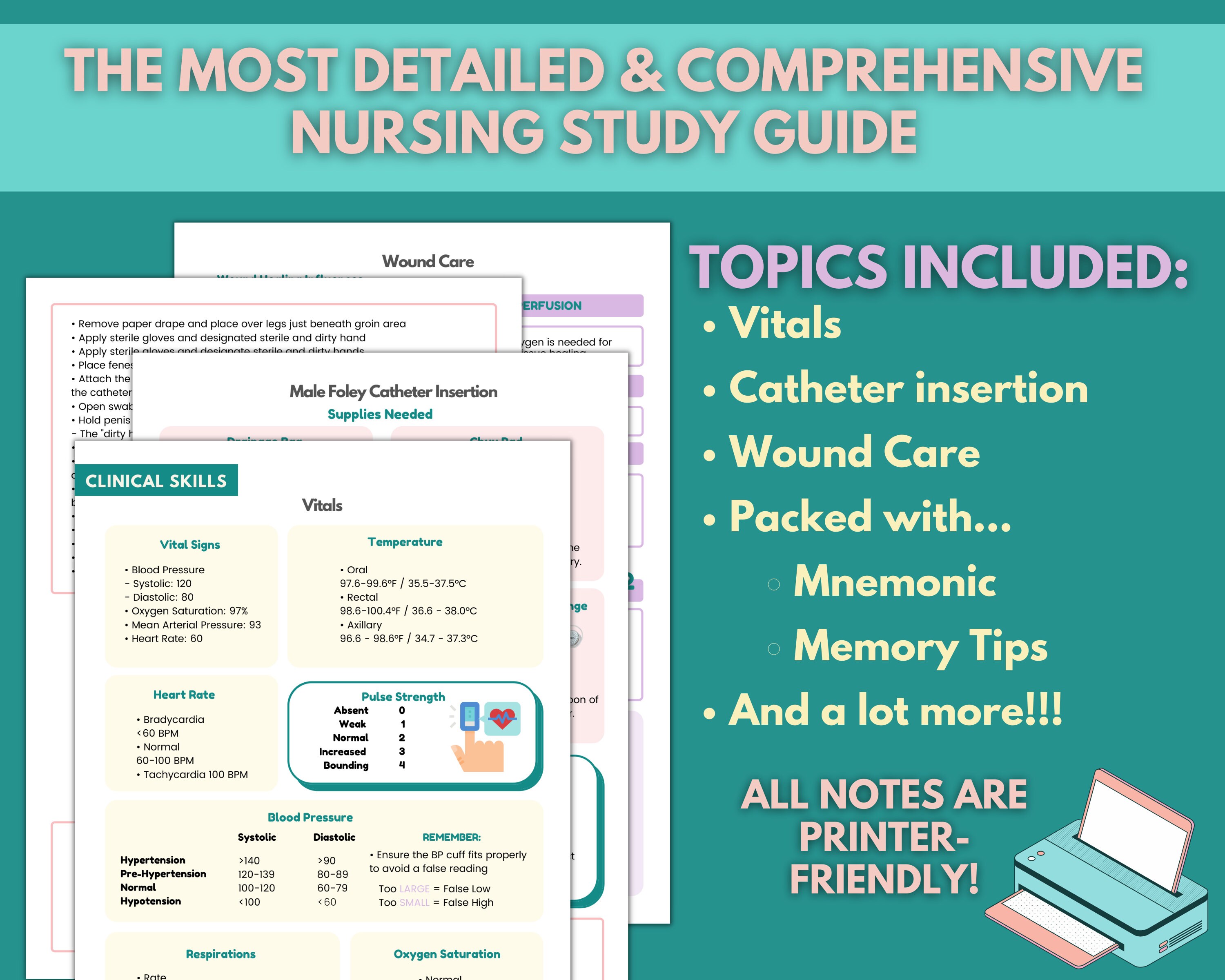 Nurse Clinical Skills Nursing Study Guide Notes 6 Pages PDF Digital ...