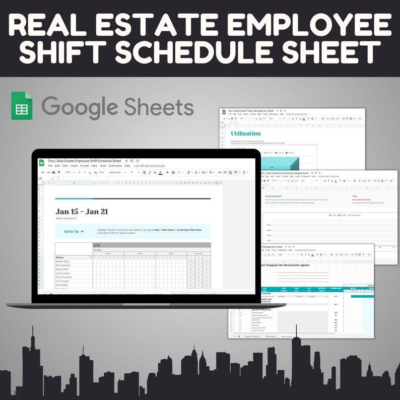 Real Estate Employee Shift Schedule Google Sheet Editable Spreadsheet ...