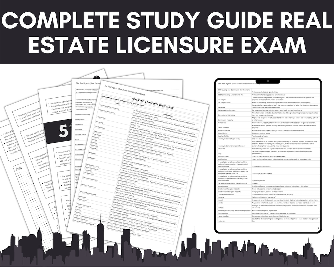 Complete Real Estate Licensure Exam Study Notes 137 Pages - Etsy