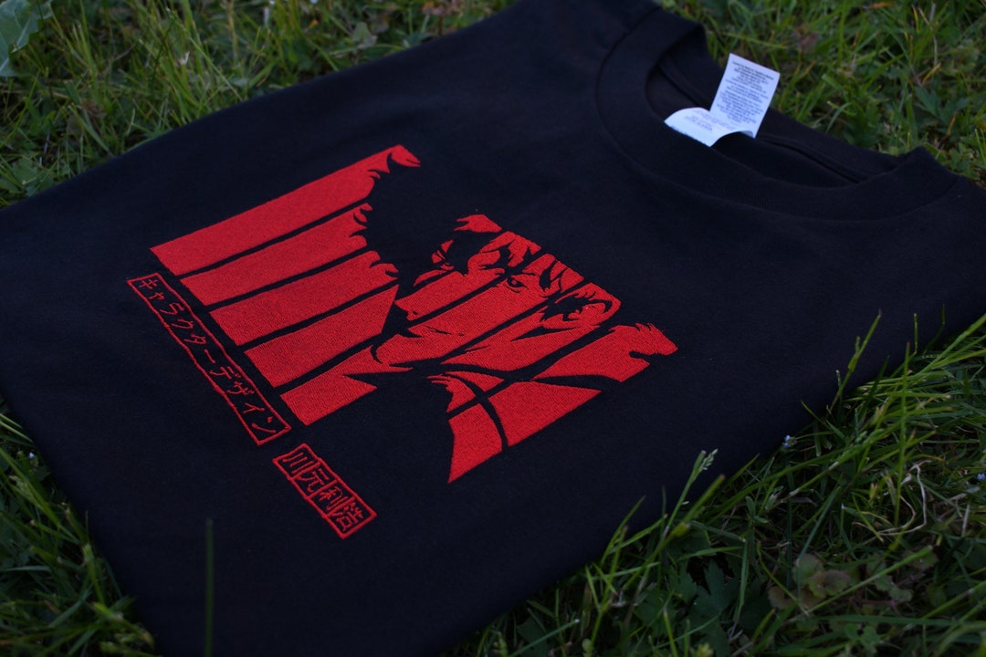 ANIME INSPIRED T-SHIRT/ Anime Embroidery Tee/ Bebop Spike T-shirt/ 100% ...