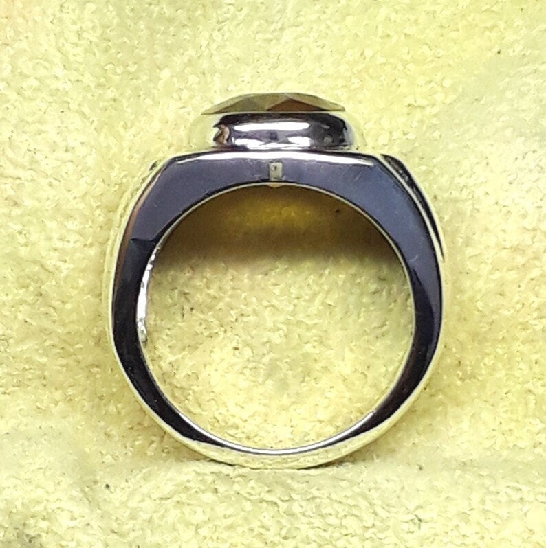 AAA+ Natural Certified Yellow Sapphire Ring: Handmade Sterling Silver ...