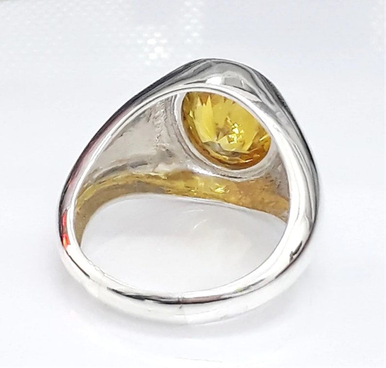 AAA+ Natural Certified Yellow Sapphire Ring: 6.50 Carat Oval Gemstone ...