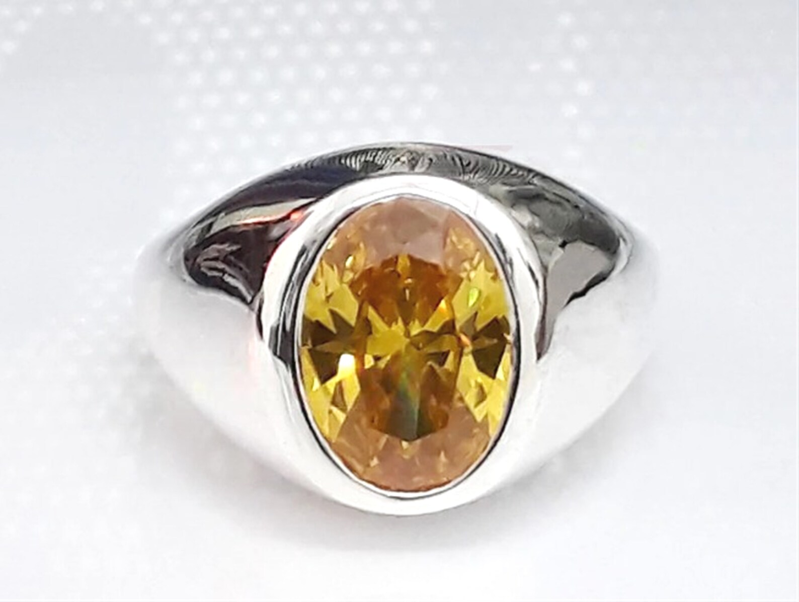 AAA+ Natural Certified Yellow Sapphire Ring: 6.50 Carat Oval Gemstone ...