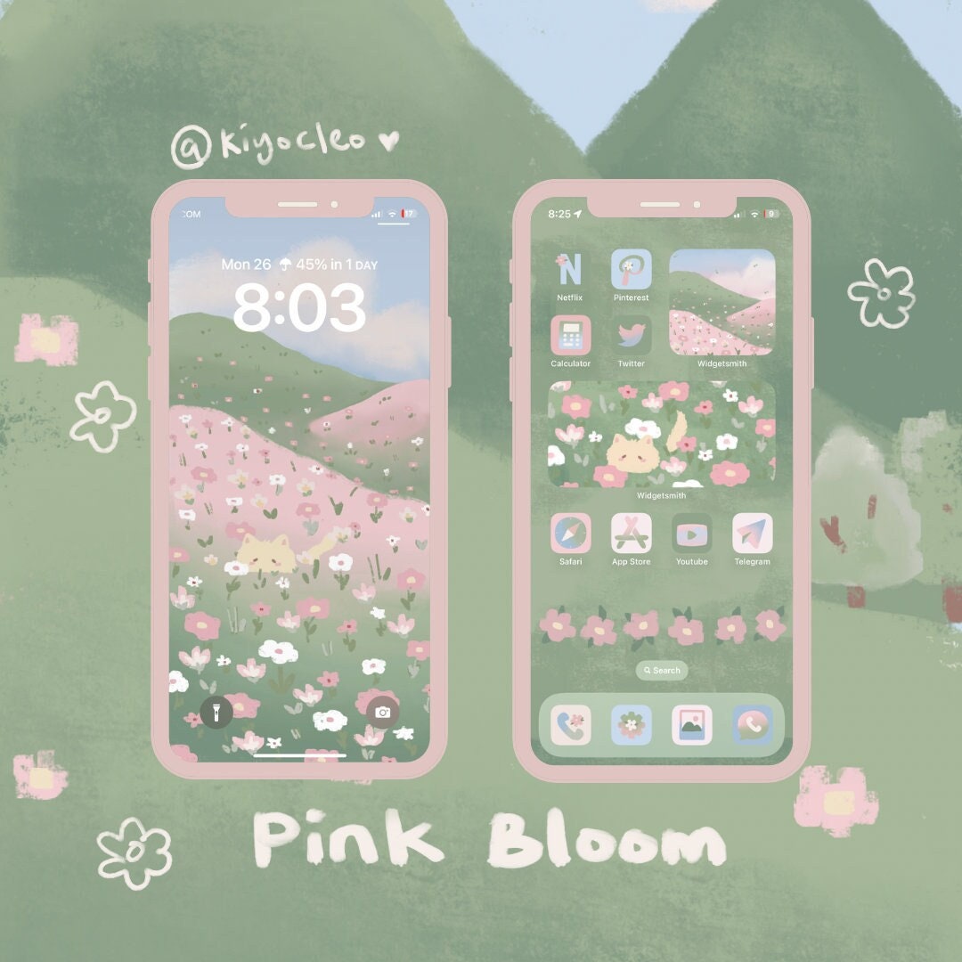 Pink Bloom Phone Theme | Ios Phone Theme | Icons Pack | Widgets Theme ...