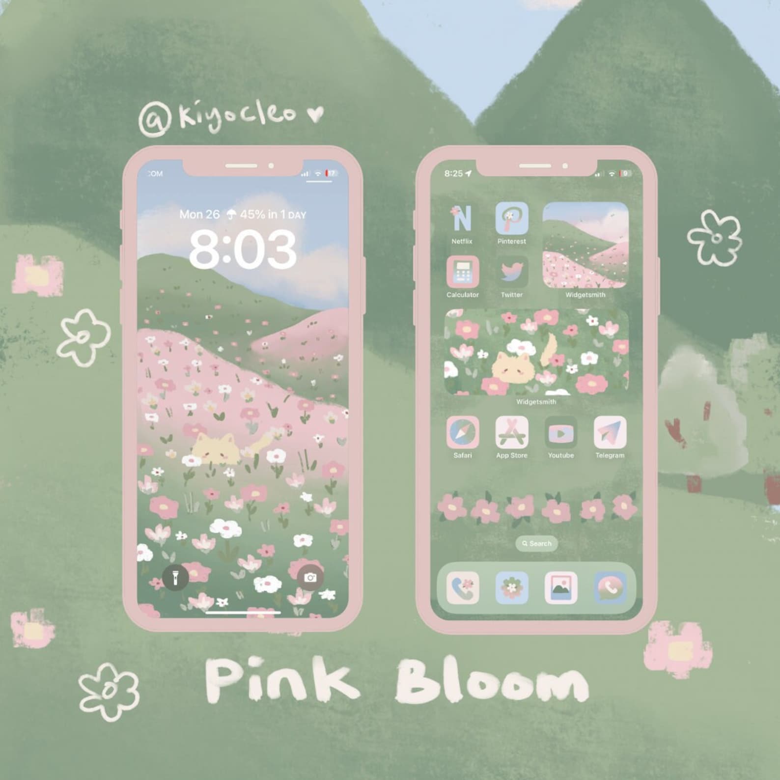 Pink Bloom Phone Theme | Ios Phone Theme | Icons Pack | Widgets Theme ...