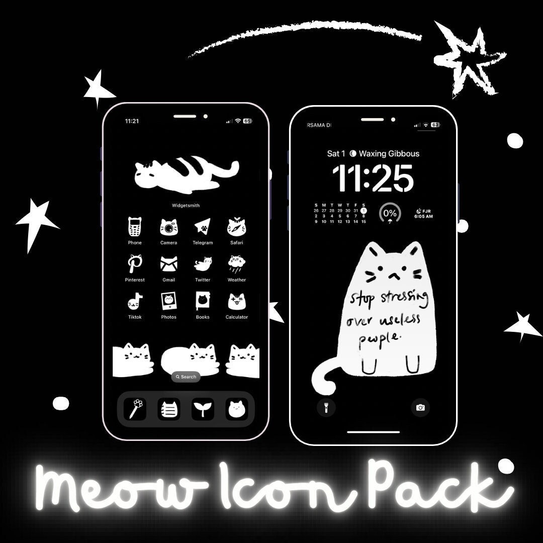 Meow Cat Phone Theme | Ios Phone Theme | Icons Pack | Widgets Theme ...