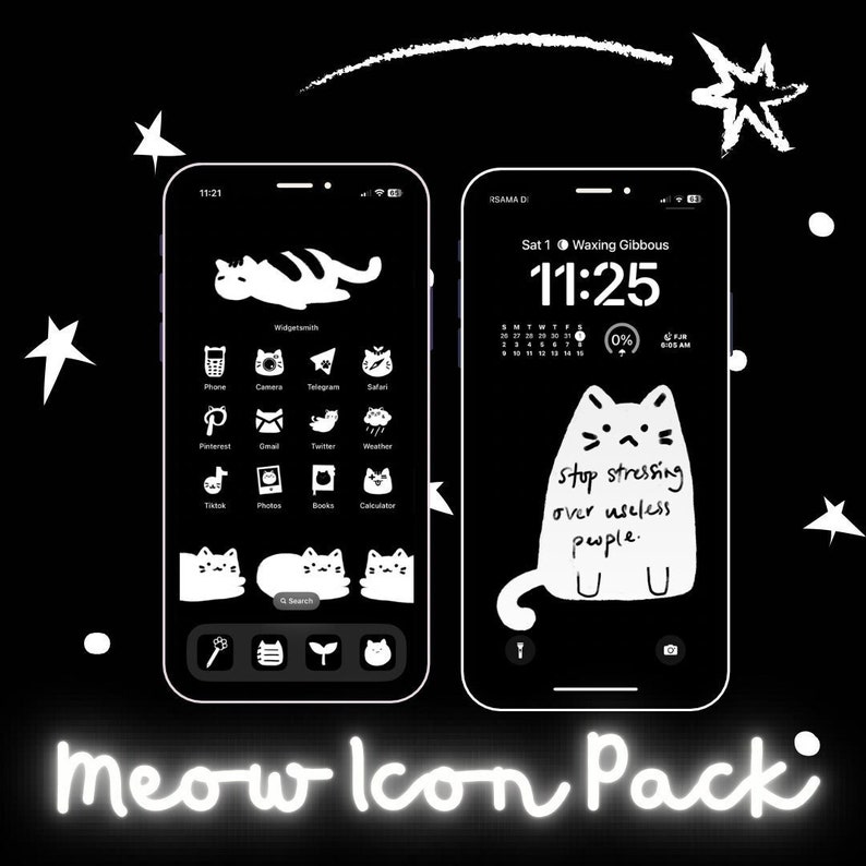 Meow Cat Phone Theme | Ios Phone Theme | Icons Pack | Widgets Theme ...