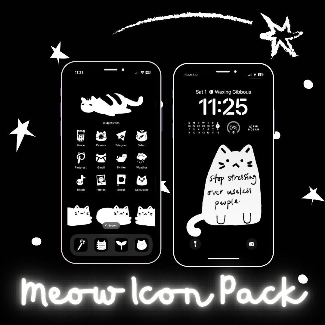 Meow Cat Phone Theme | Ios Phone Theme | Icons Pack | Widgets Theme ...