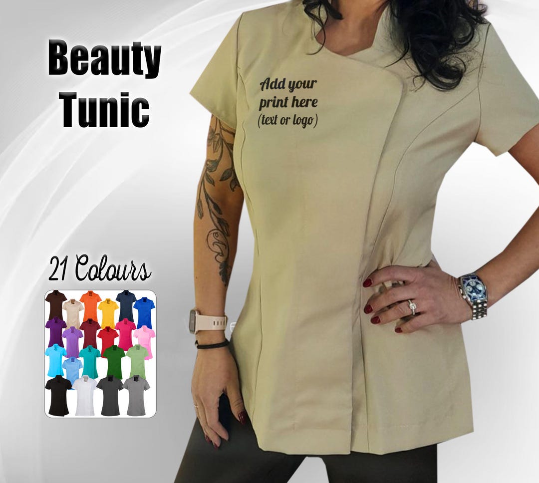 Personalized Women's Beauty Tunic: Custom Printed Healthcare Uniform - Etsy