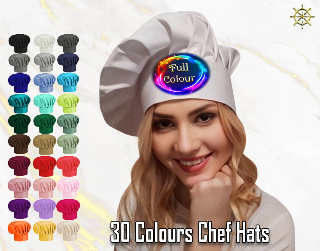 Personalised Chef Hat With Full Colour Print, Custom Full Colour Chef's ...