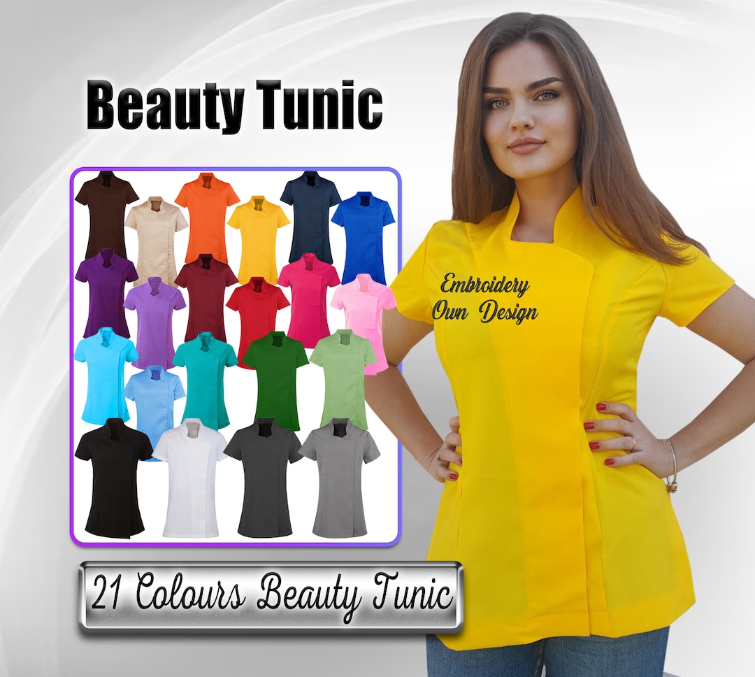 Personalised Ladies Beauty Tunic With Embroidery, Any Logo or Name ...