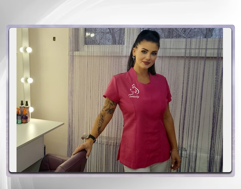 Personalized Women's Beauty Tunic: Custom Printed Healthcare Uniform - Etsy