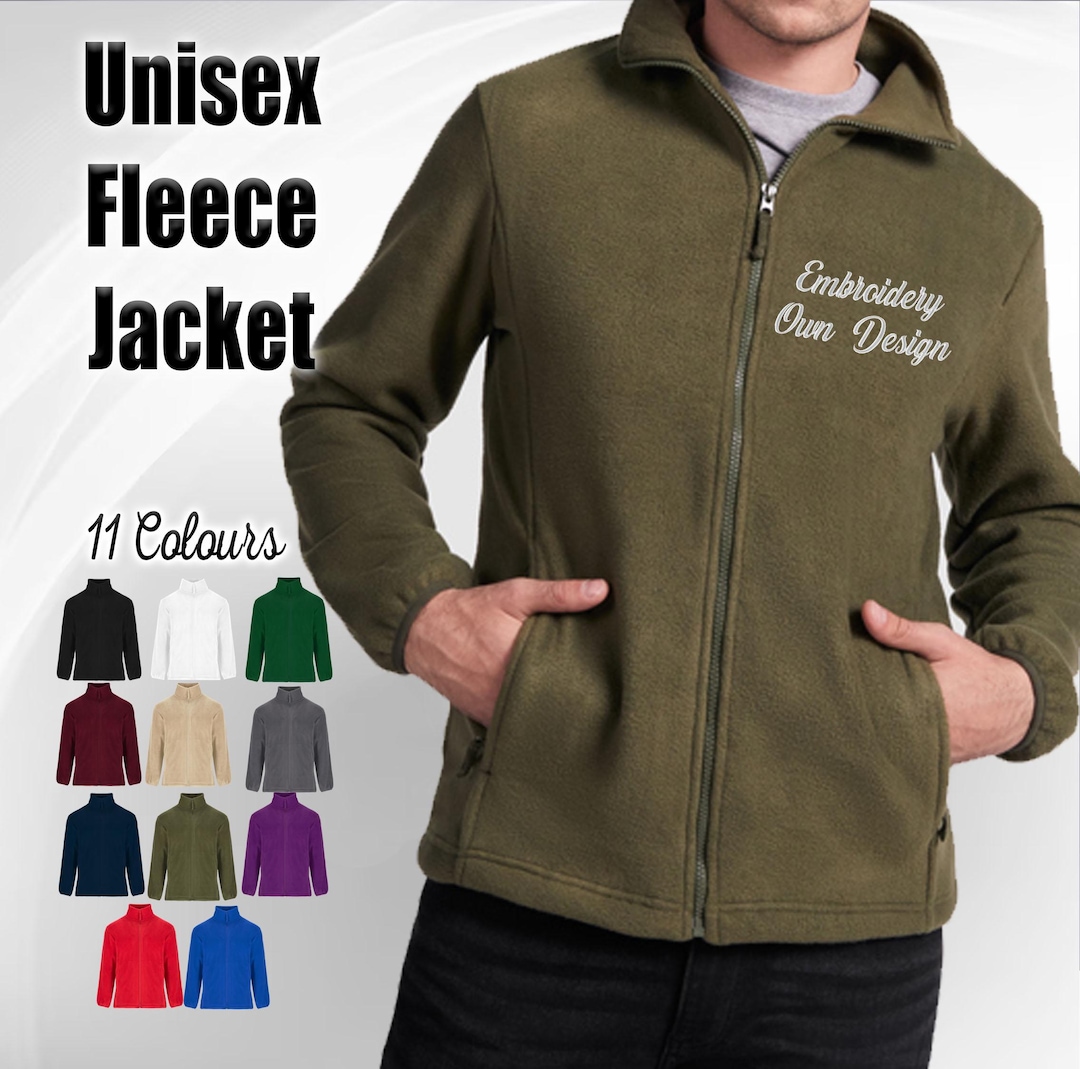 Personalized Embroidered Fleece Jacket: Custom Text & Logo, Unisex ...