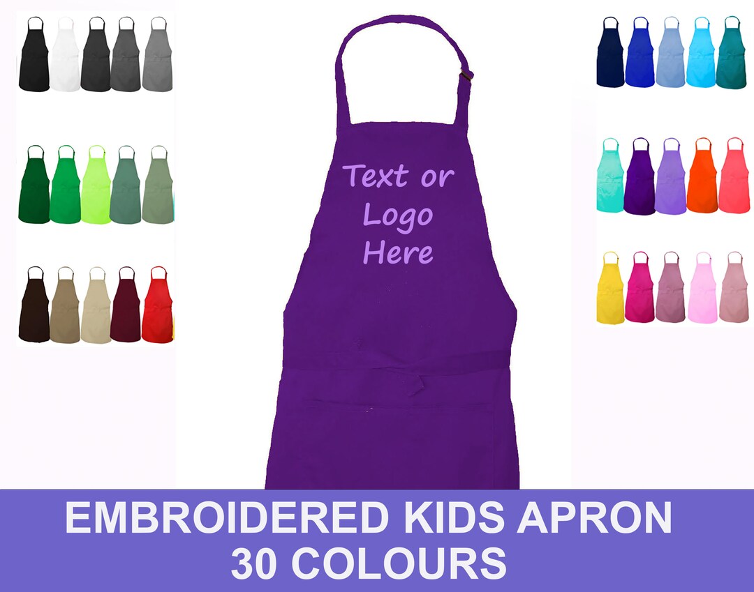 Personalised Embroidered Kids Apron, Custom Embroidered Kids Apron ...