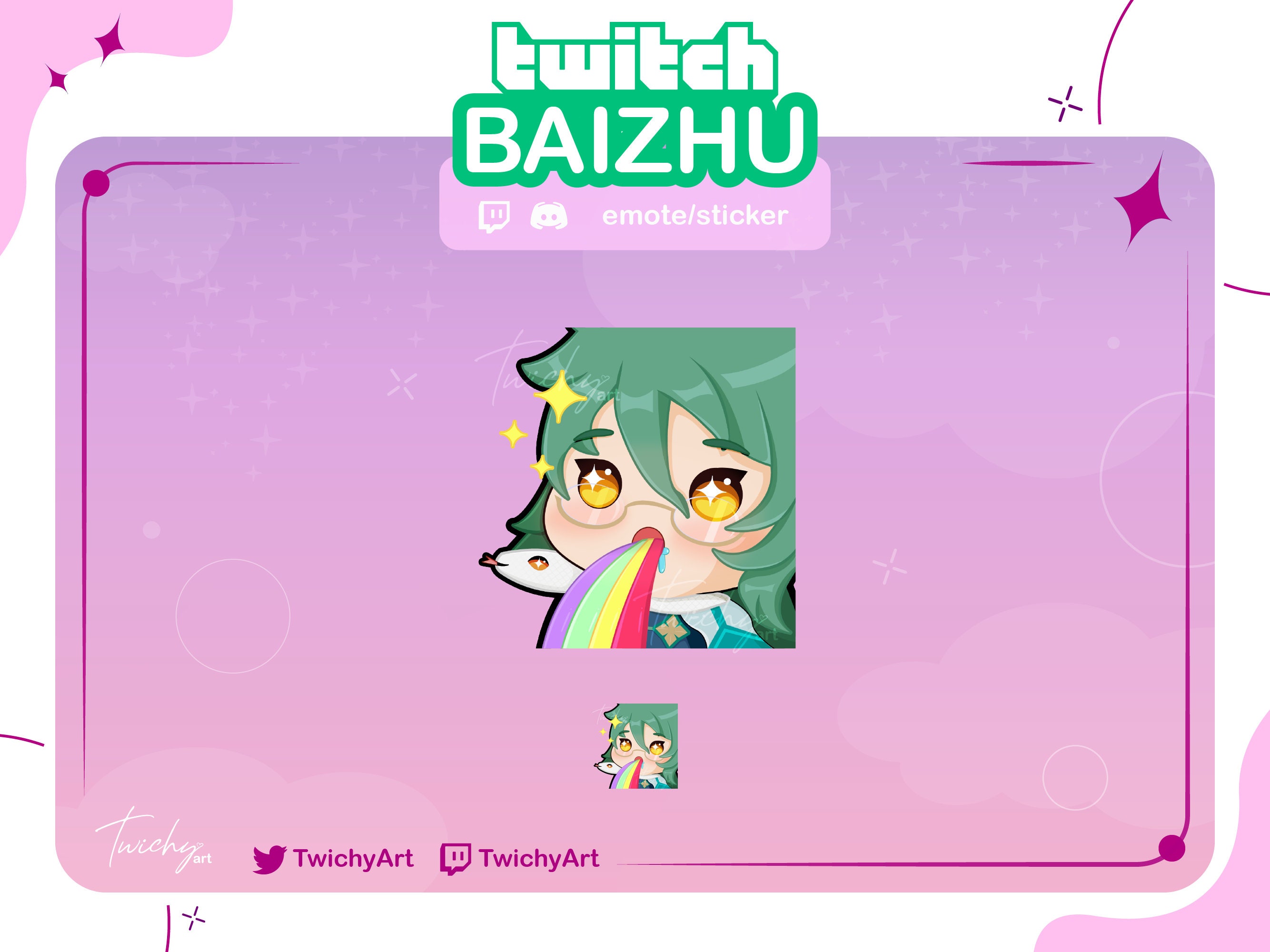 Baizhu Puke Rainbow Emote for Twitch / Discord Sticker / Youtube ...