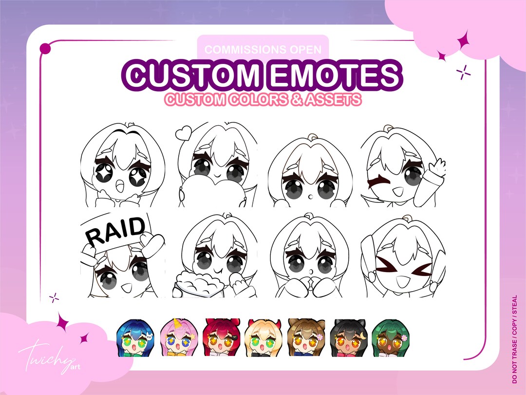 8 Cute Girl Custom Emotes Personalize Your Own Emotes - Etsy