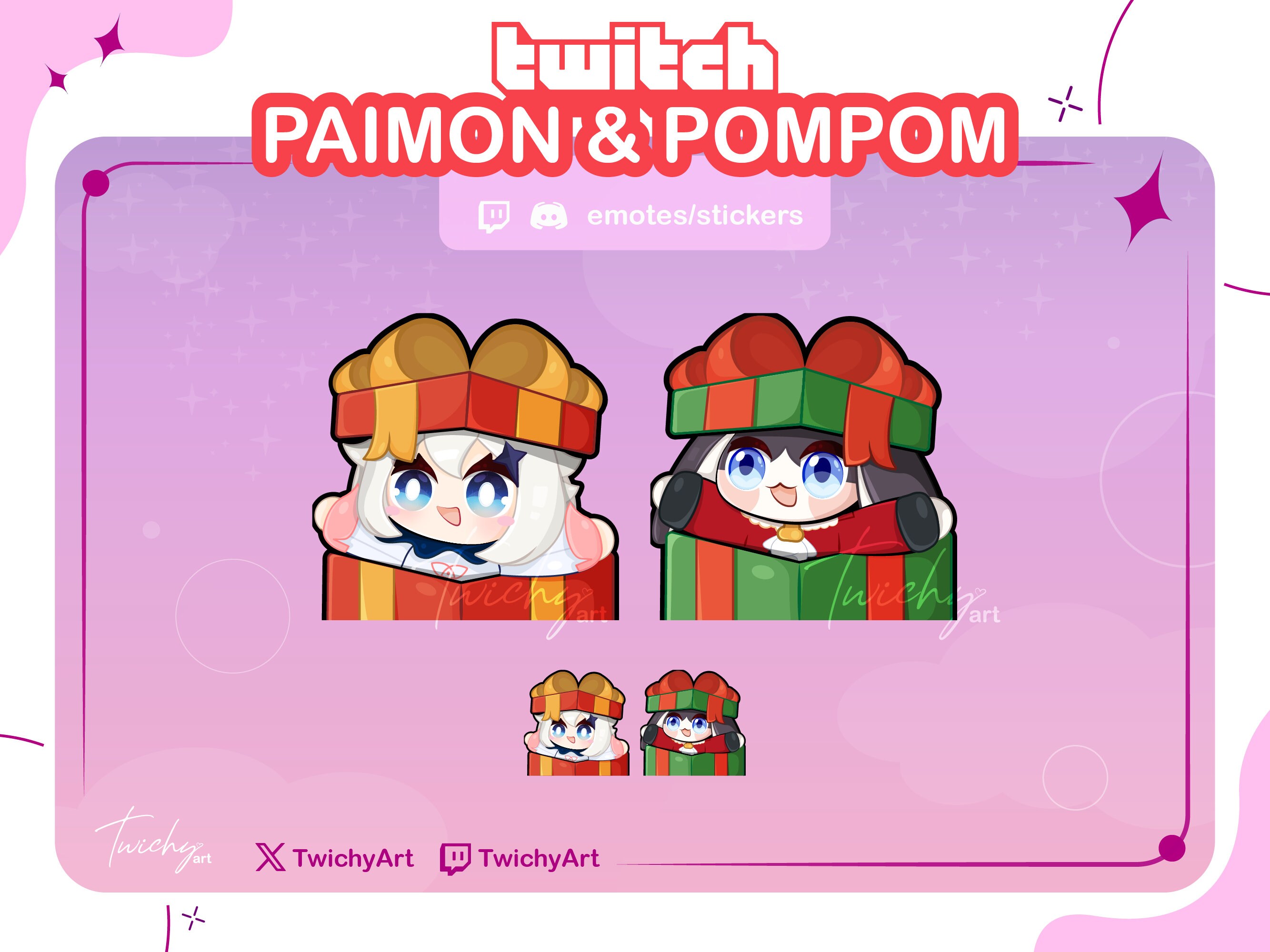 2 Emotes Paimon & Pom Pom Gifts for Twitch / Discord / Youtube Genshin ...
