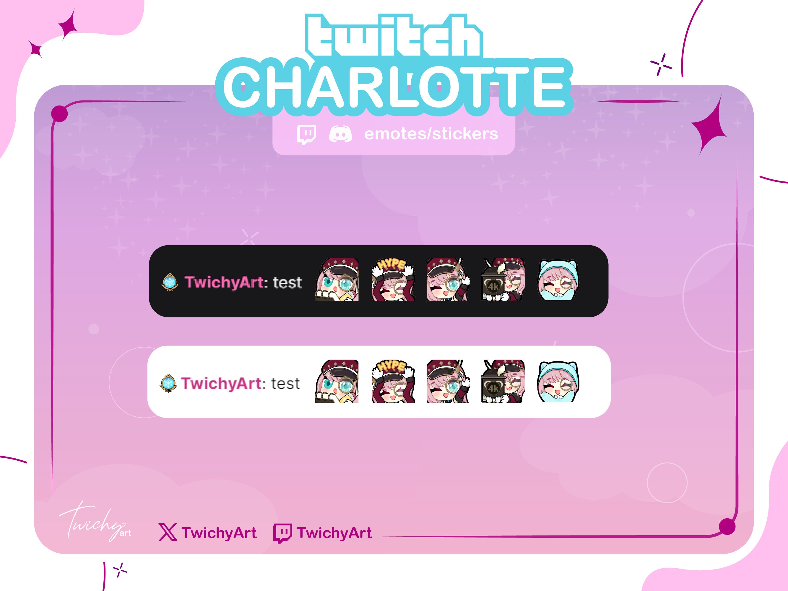 Charlotte 5 Emotes Pack Animated and Static for Twitch / Discord ...