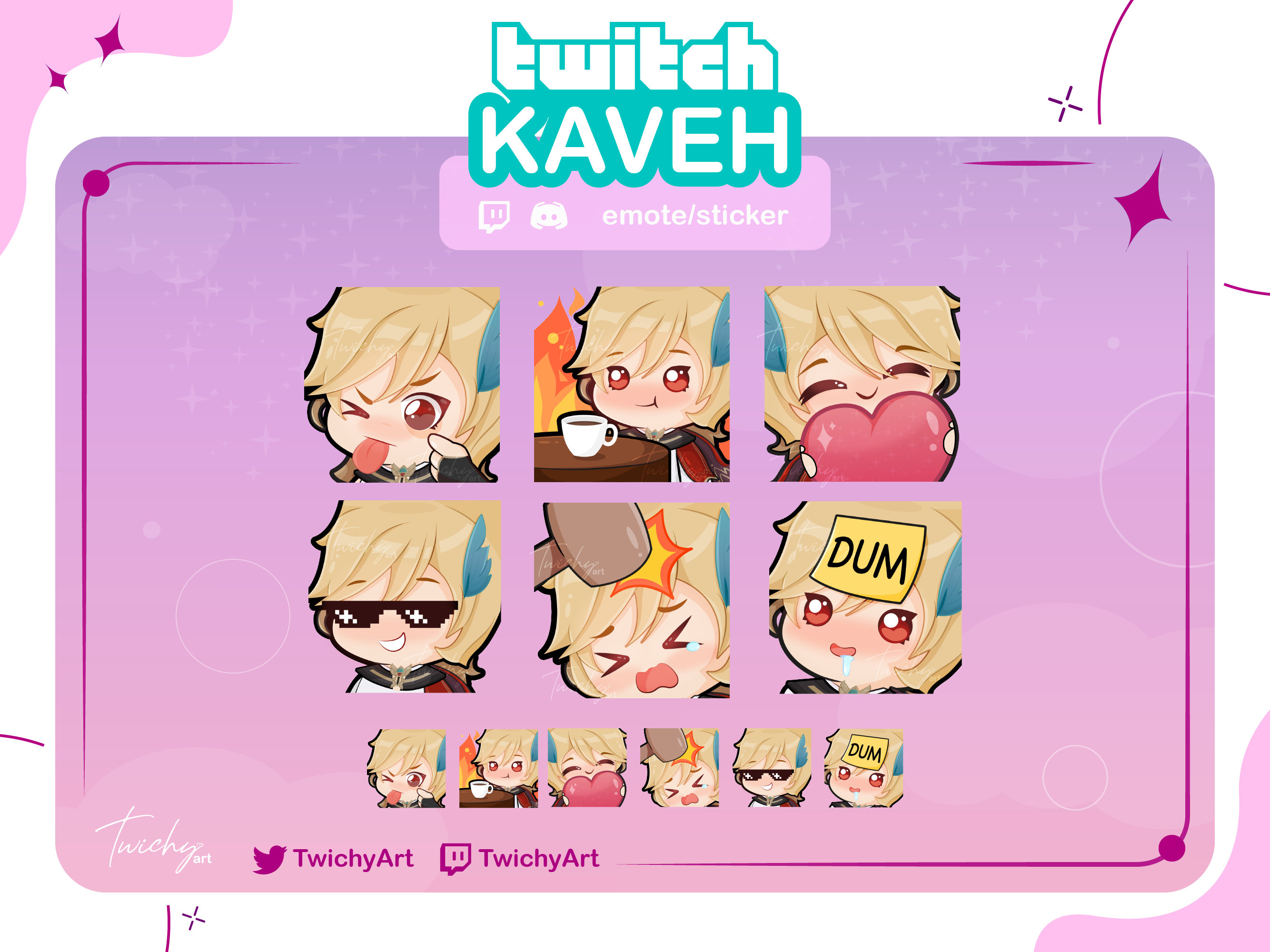 Kaveh Pack of Emotes for Twitch / Discord Stickers / Youtube Genshin ...