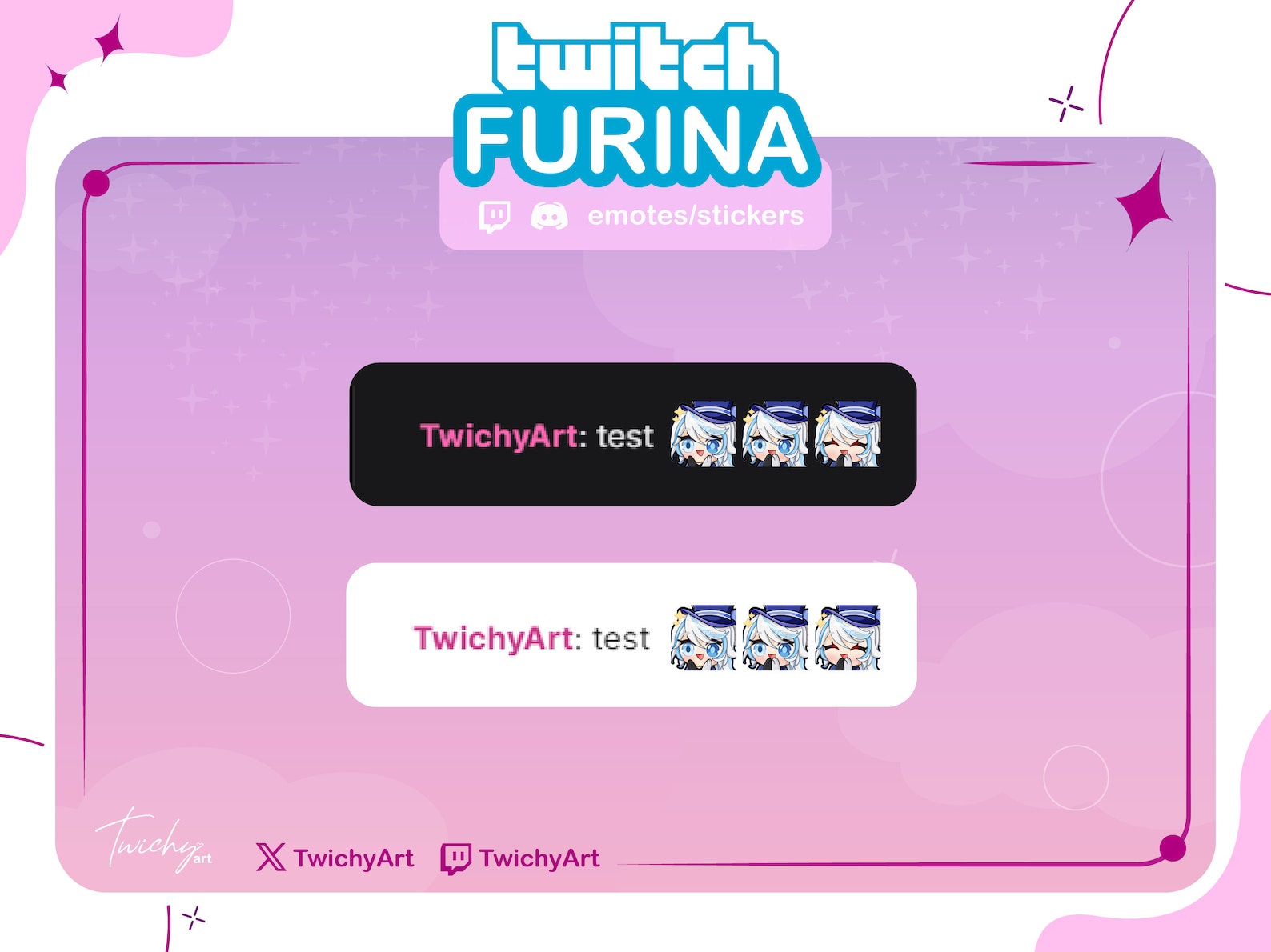 Furina Focalors Animated Clap Emote for Twitch / Discord Stickers ...