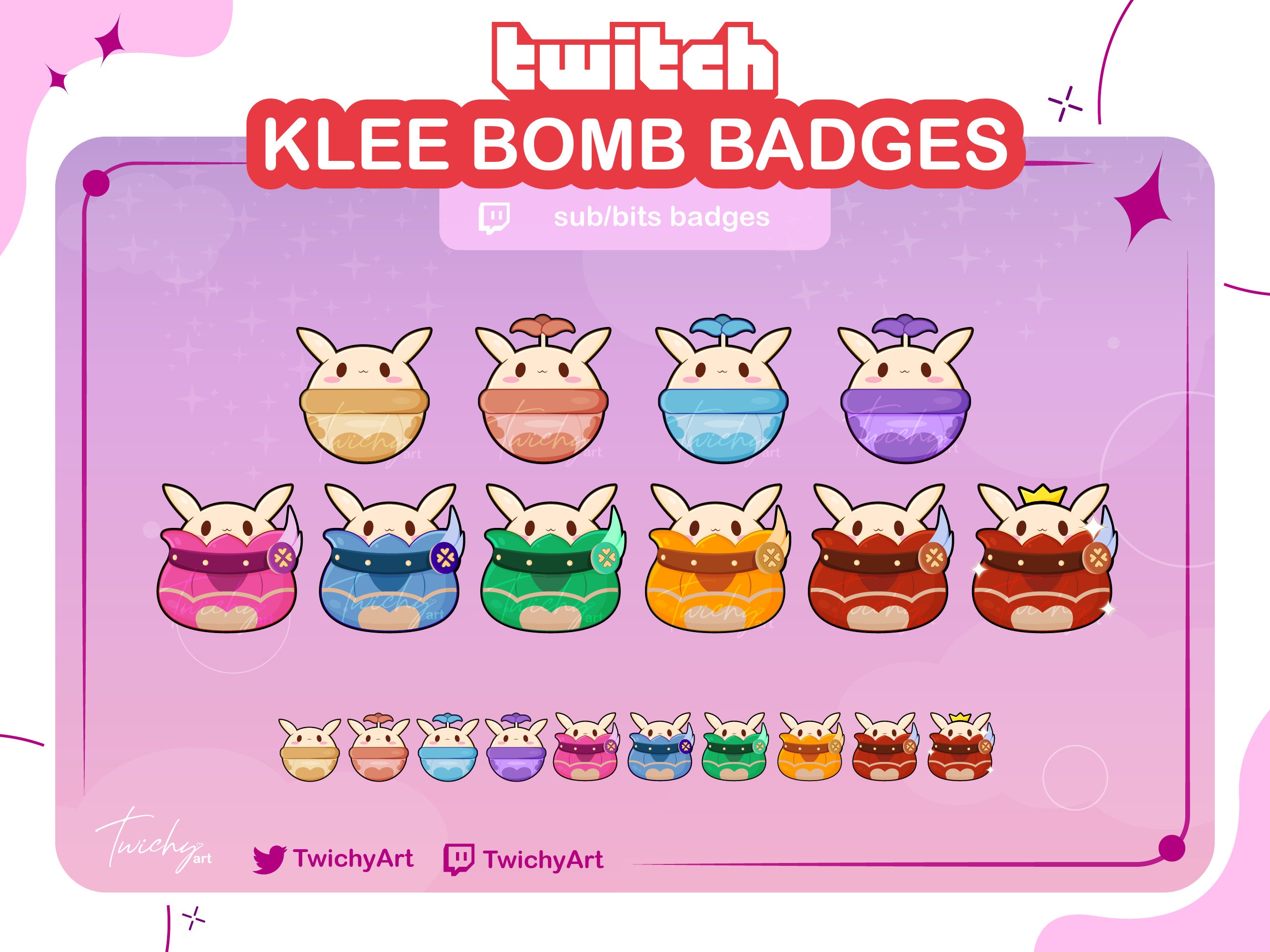 Cute Bunny Klee Bomb Badges Pack for Twitch / Discord / Youtube ...
