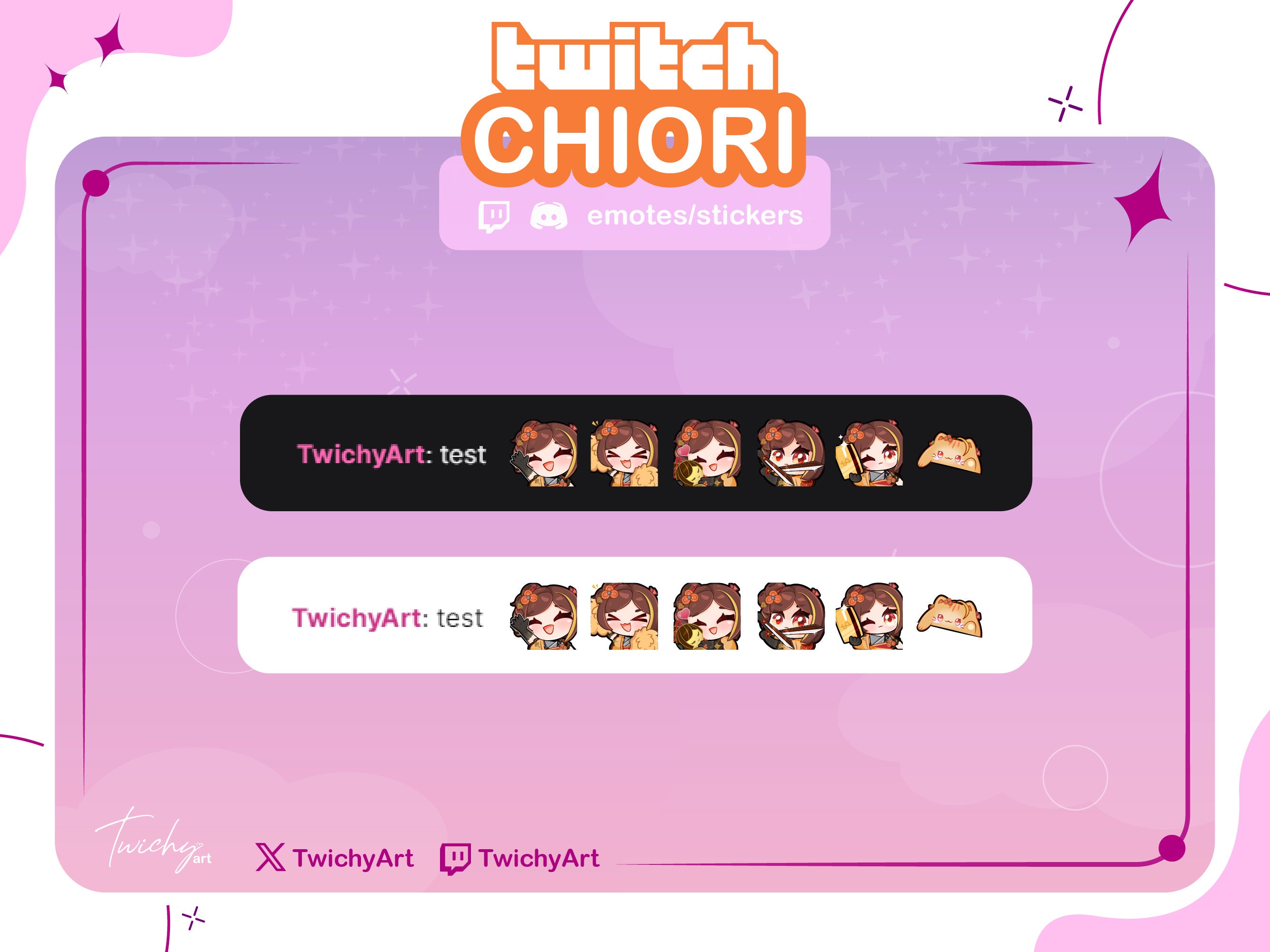 Chiori 6 Emotes Pack Animated and Static for Twitch / Discord Stickers ...