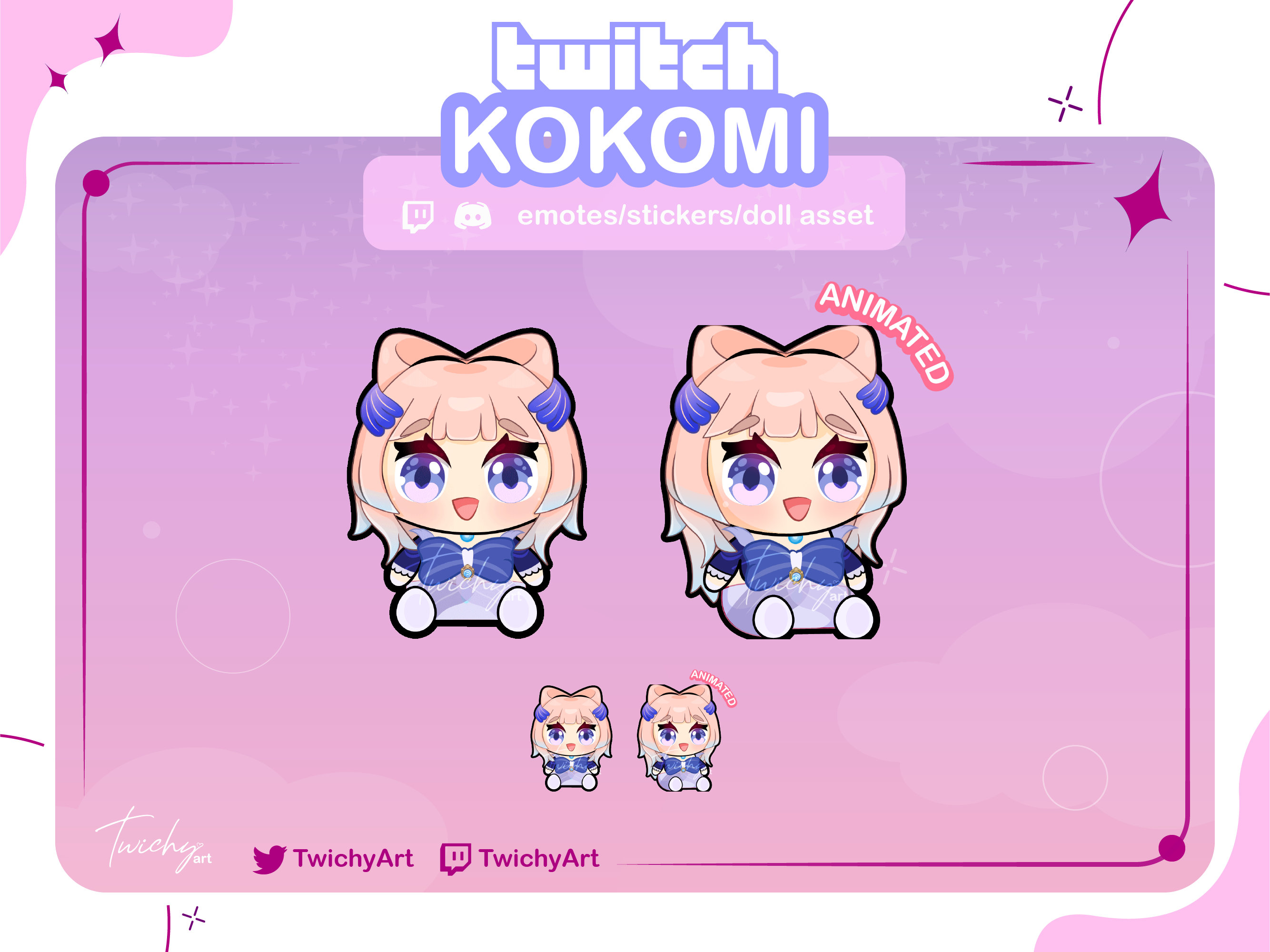 Kokomi Sit Doll Emote & Asset Animado para Twitch / Discord / - Etsy México