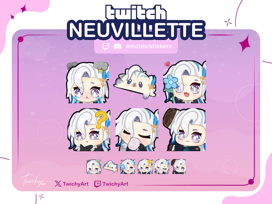 6 Neuvillette Emotes Pack Animated and Static for Twitch / Discord ...