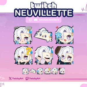 6 Neuvillette Emotes Pack Animated and Static for Twitch / Discord ...
