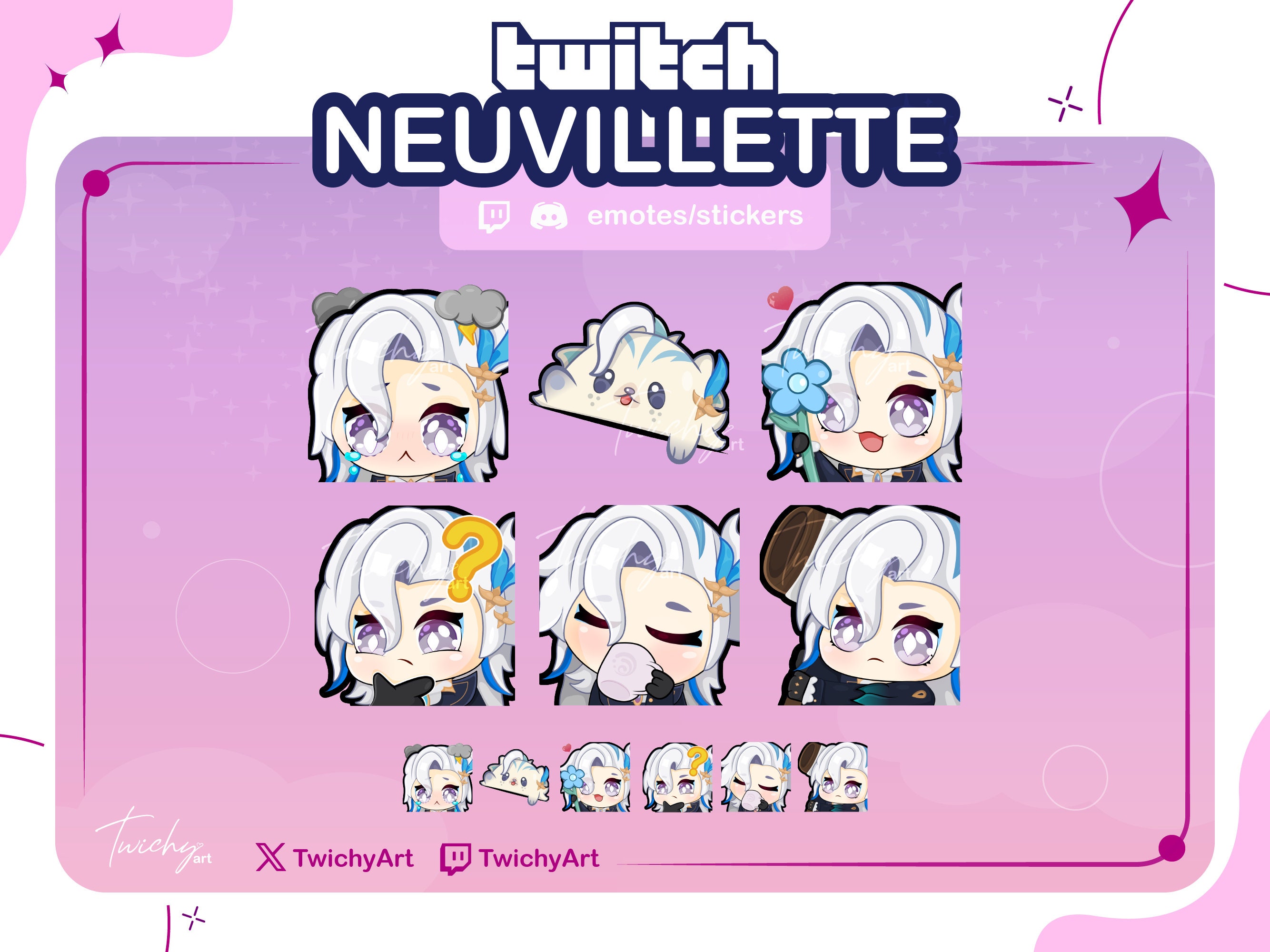 6 Neuvillette Emotes Pack Animated and Static for Twitch / Discord ...