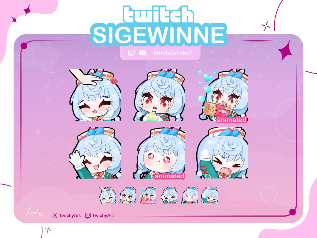 Sigewinne 6 Emotes Pack Animated and Static for Twitch / Discord ...