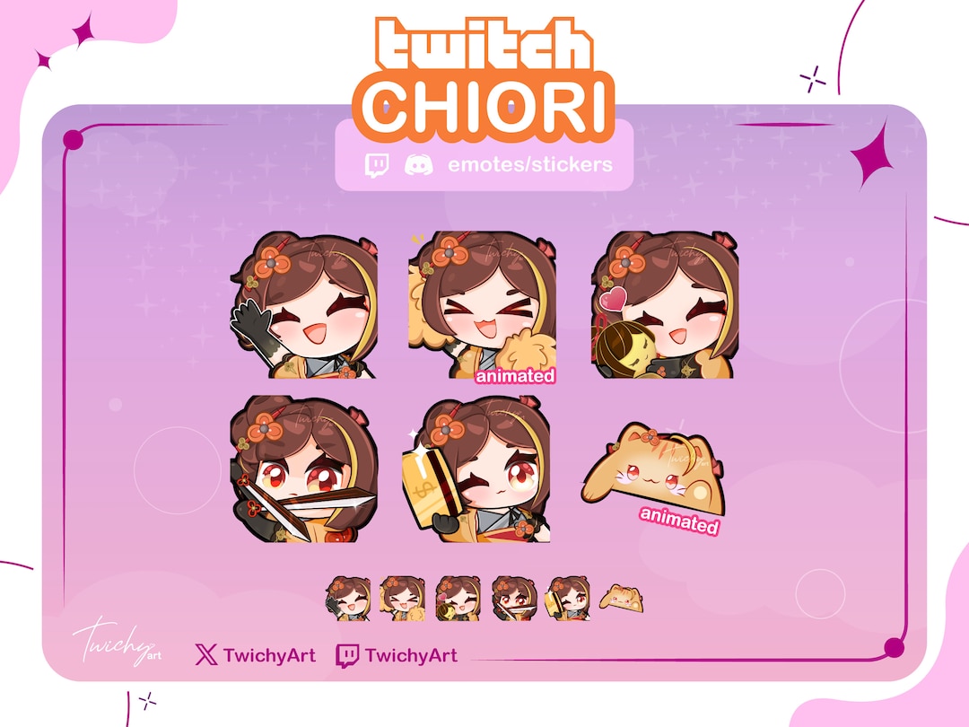 Chiori 6 Emotes Pack Animated and Static for Twitch / Discord Stickers ...