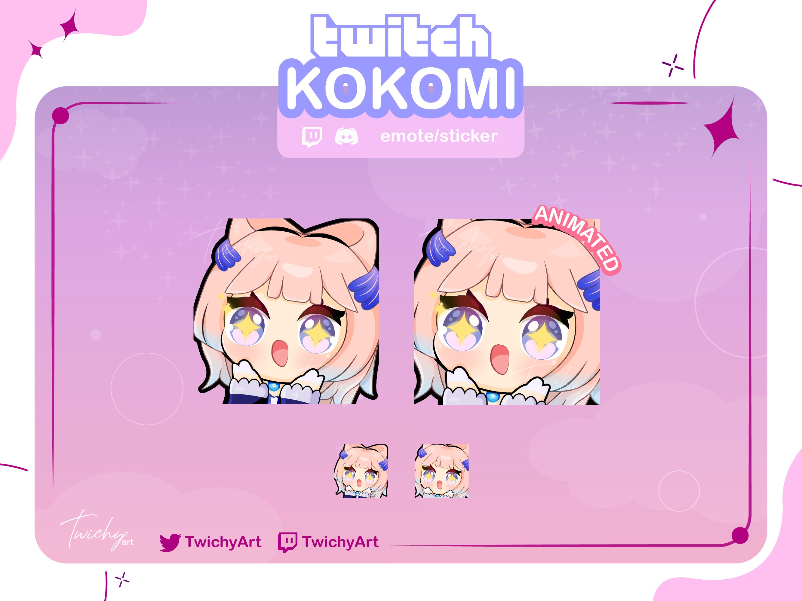 Kokomi Wow Animated & Static Emote for Twitch / Discord / Youtube ...