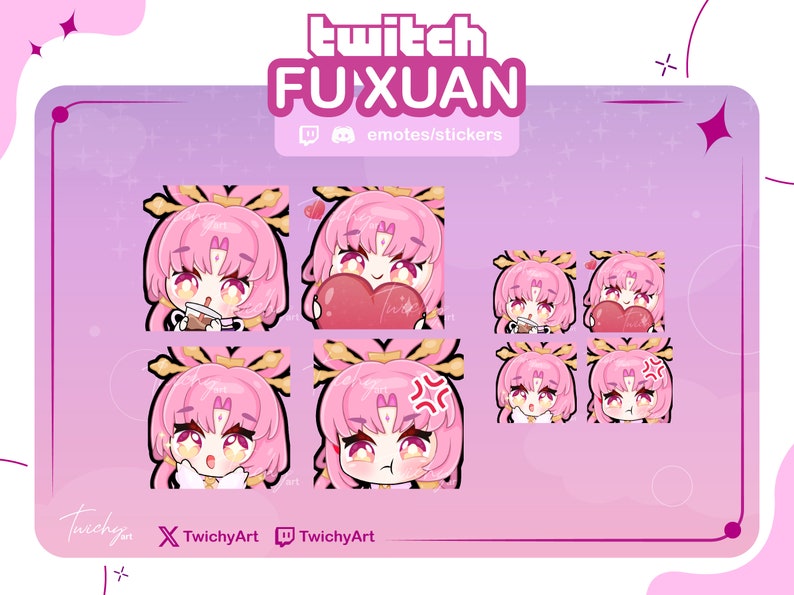 Fu Xuan 4 Emotes Pack for Twitch / Discord / Youtube | Honkai Star Rail ...