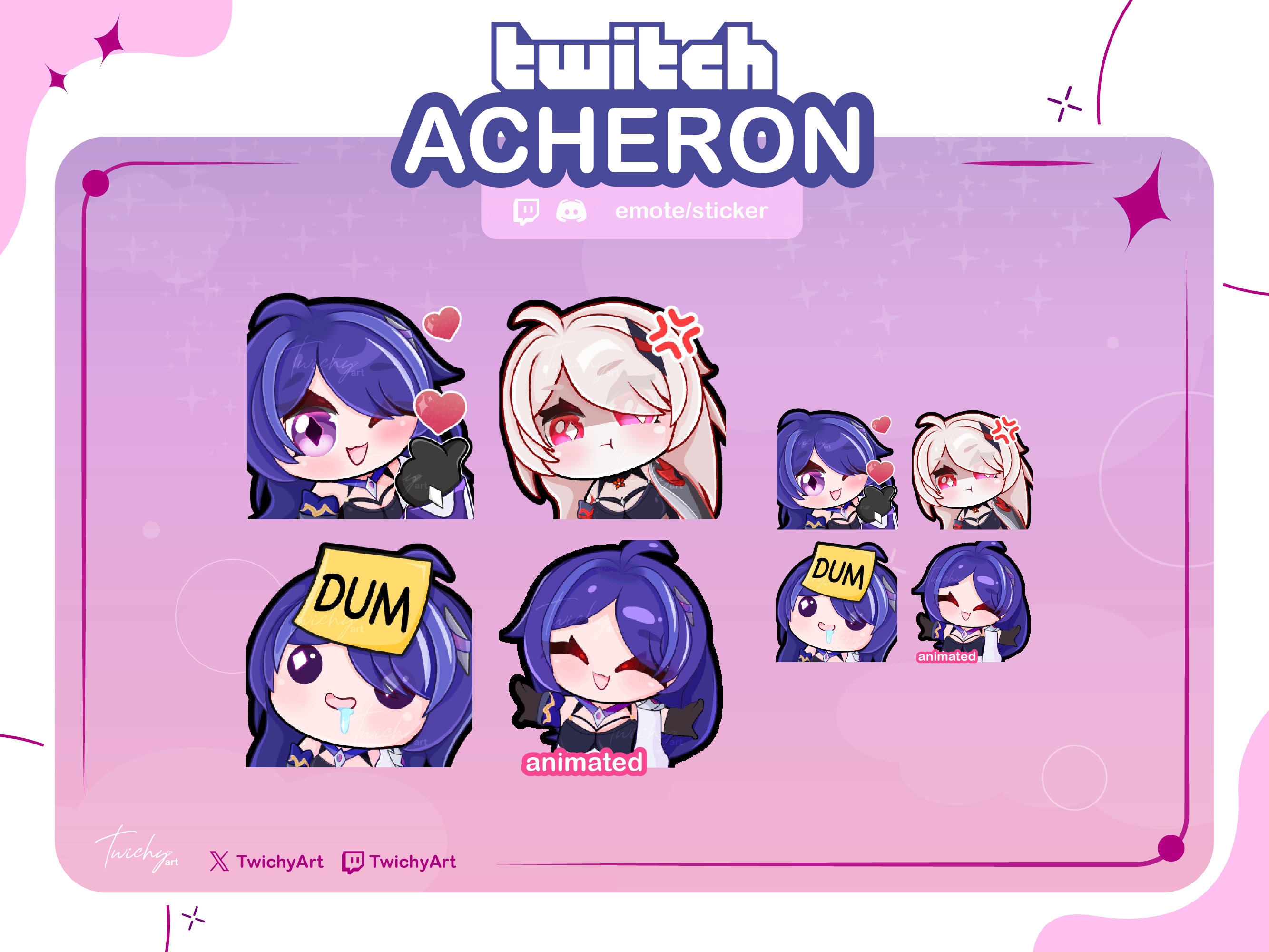 Acheron 4 Emotes Pack Animated and Static for Twitch / Discord ...