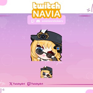 Navia Emote Sunglasses Emote for Twitch / Discord / Youtube | Genshin ...