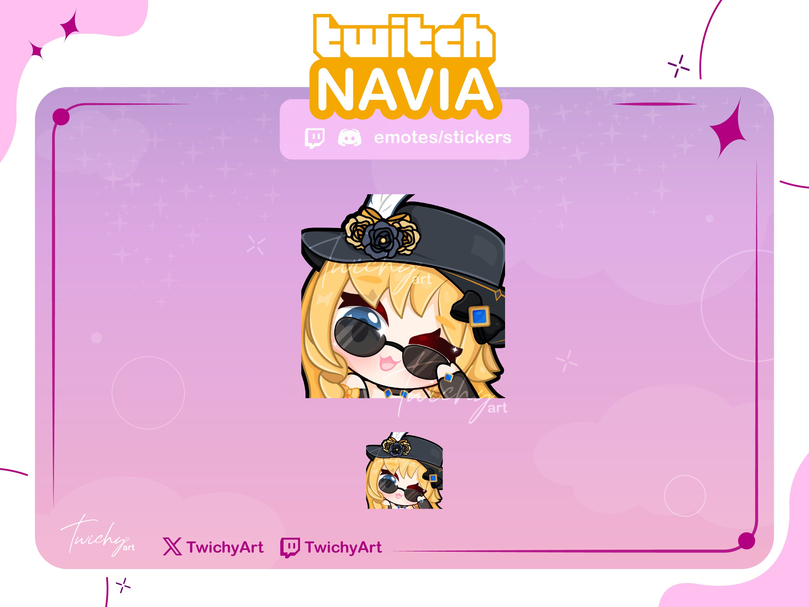 Navia Emote Sunglasses Emote for Twitch / Discord / Youtube | Genshin ...