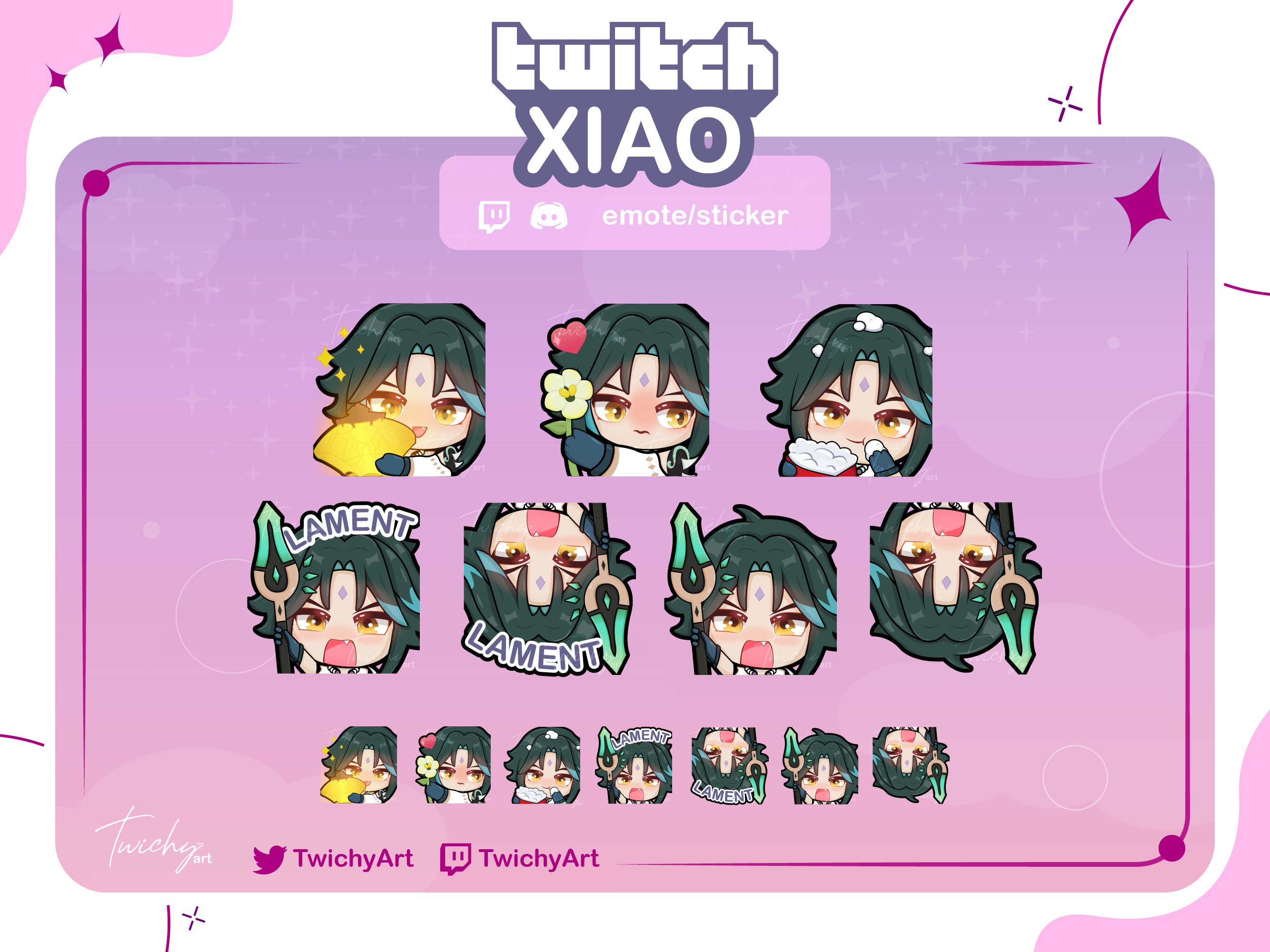 Xiao Pack of Emotes for Twitch / Discord Sticker / Youtube Genshin ...