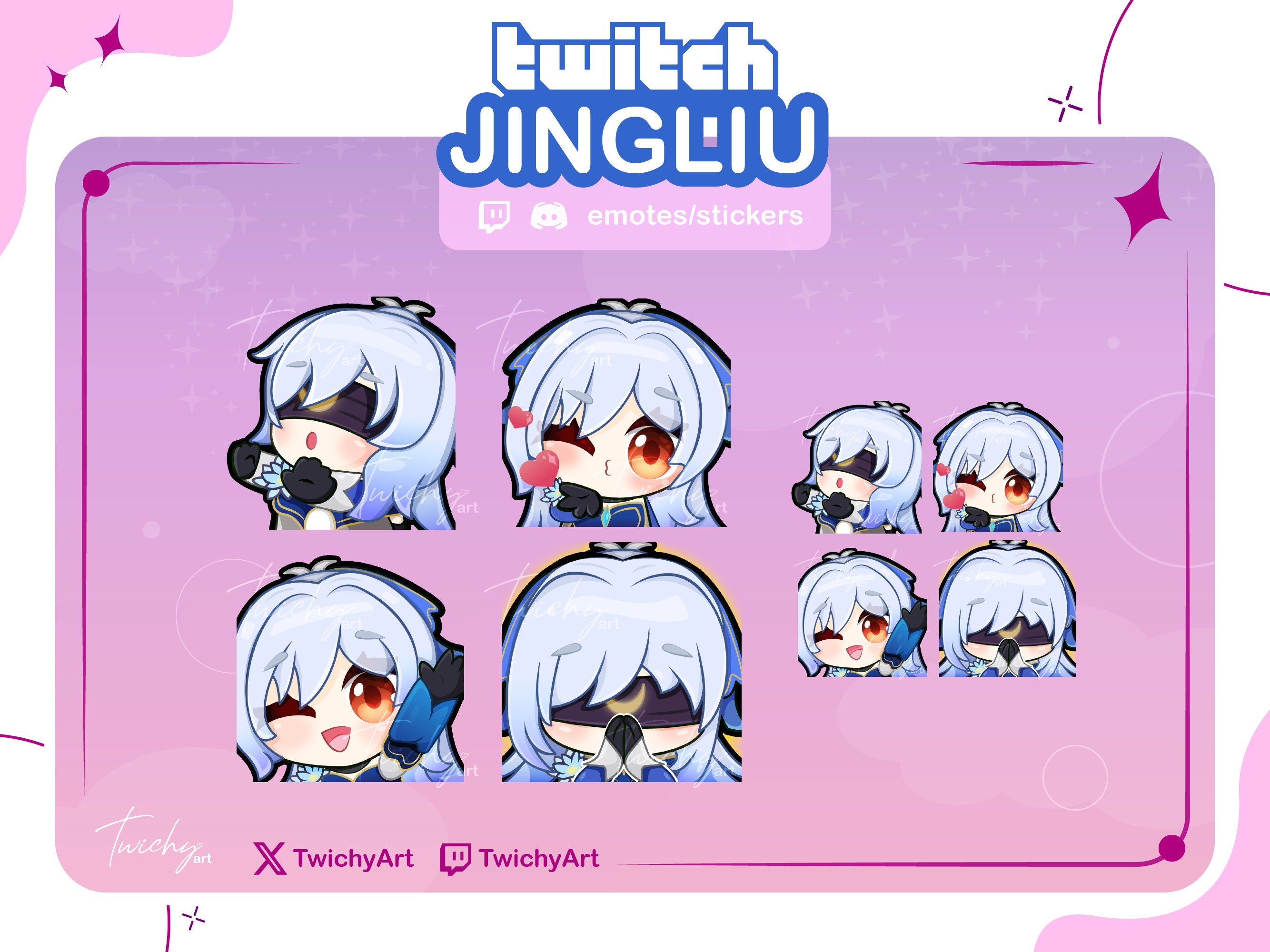 Jingliu 4 Emotes Pack for Twitch / Discord / Youtube | Honkai Star Rail ...