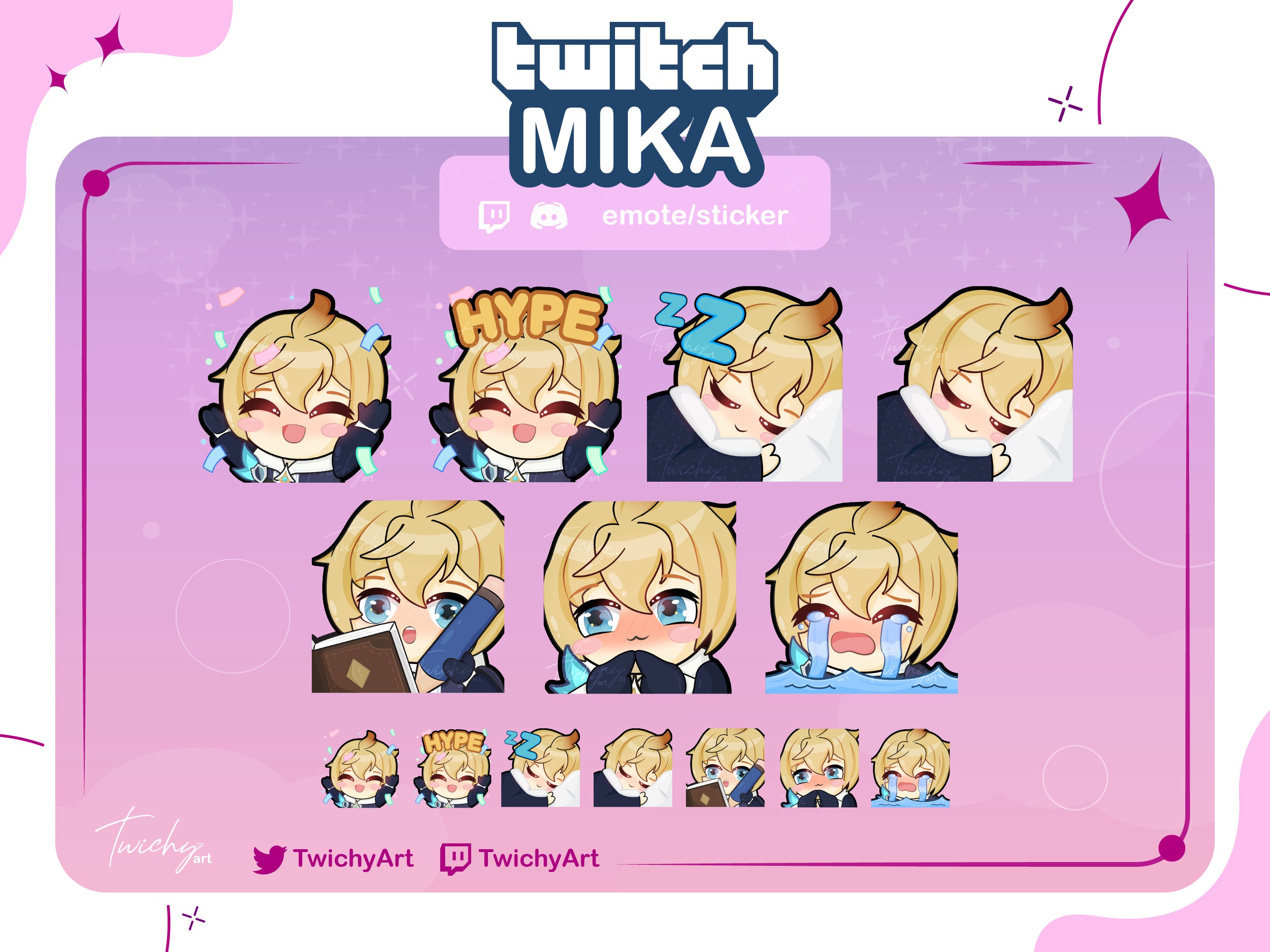 Mika Pack of Emotes for Twitch / Discord Stickers / Youtube | Genshin ...