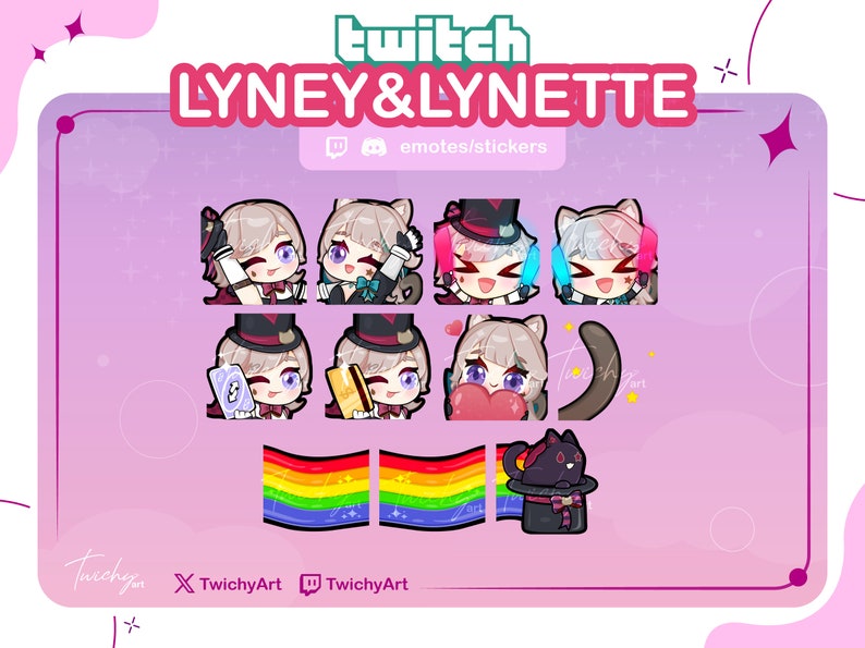 10 Lyney Y Lynette Emotes Pack Animated and Static for Twitch / Discord ...