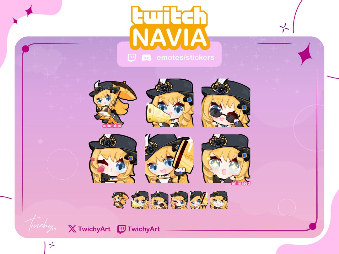 6 Navia Emotes Pack Animated & Static for Twitch / Discord Stickers ...