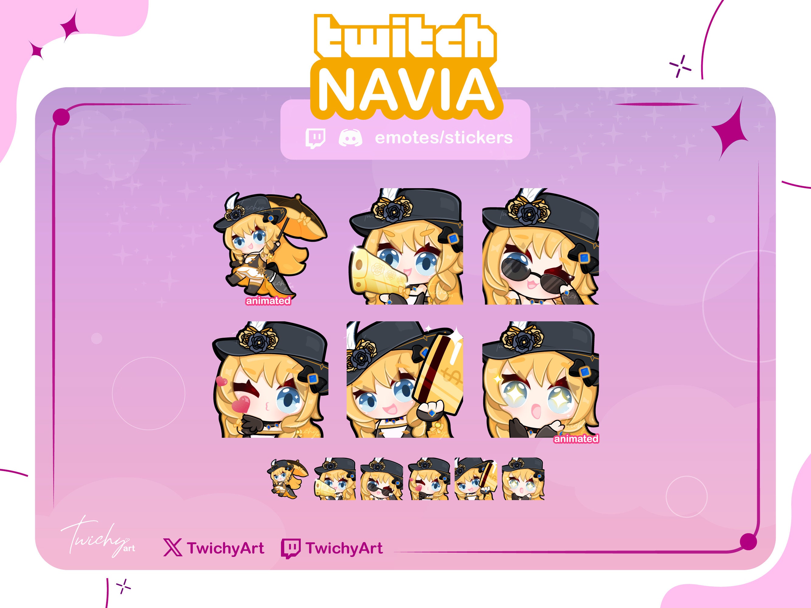 6 Navia Emotes Pack Animated & Static for Twitch / Discord Stickers ...