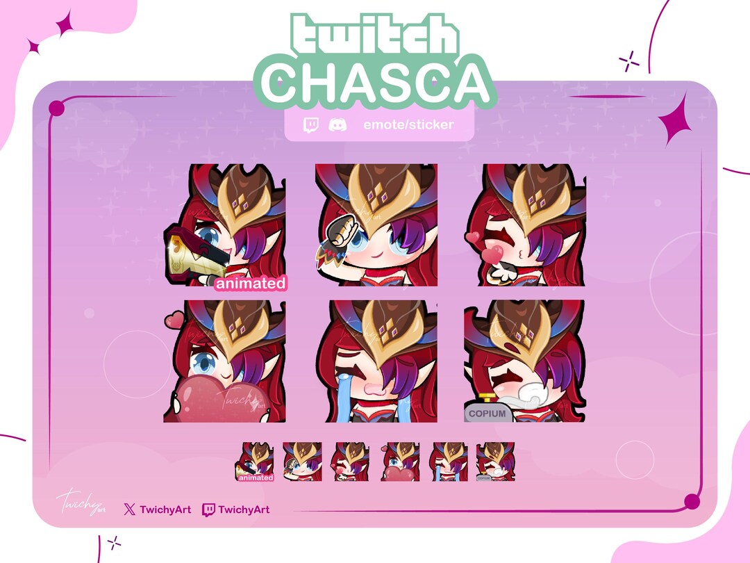 6 Chasca Emotes Pack Animated & Static for Twitch / Discord Stickers ...