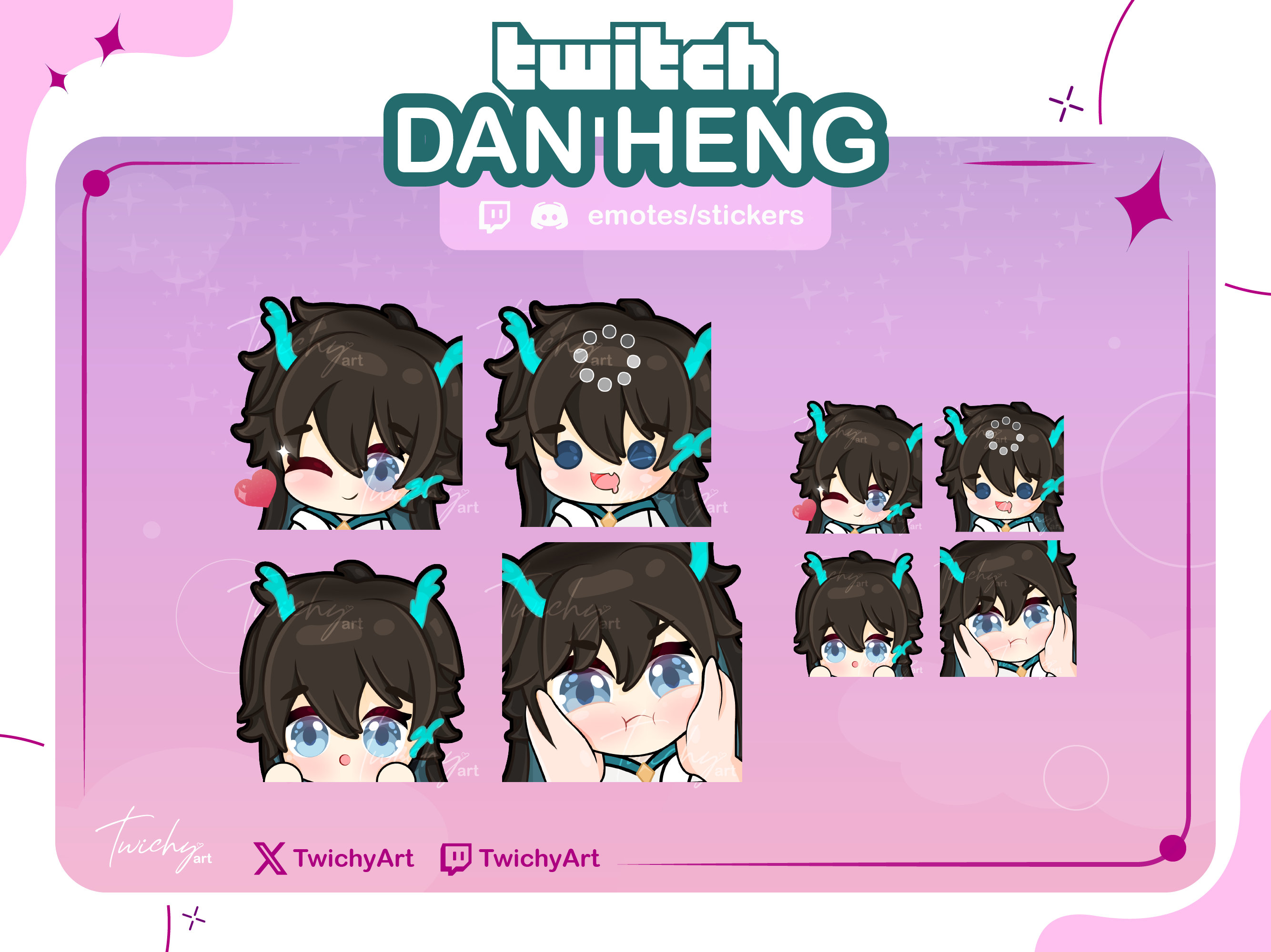 Dan Heng 4 Emotes Pack for Twitch / Discord / Youtube | Honkai Star ...