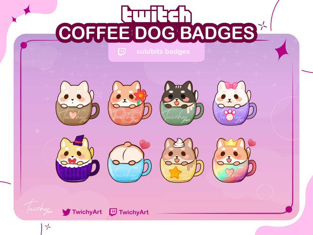 Cute Coffee Mugs of Shiba Inu for Twitch Sub or Bits Badges / Youtube ...