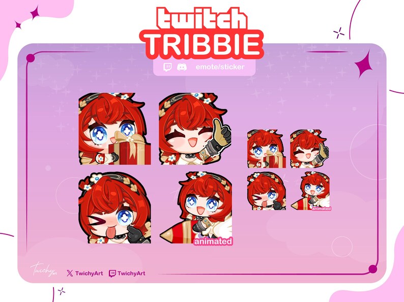 Tribbie 4 Emotes Set Animated and Static for Twitch / Discord / Youtube ...