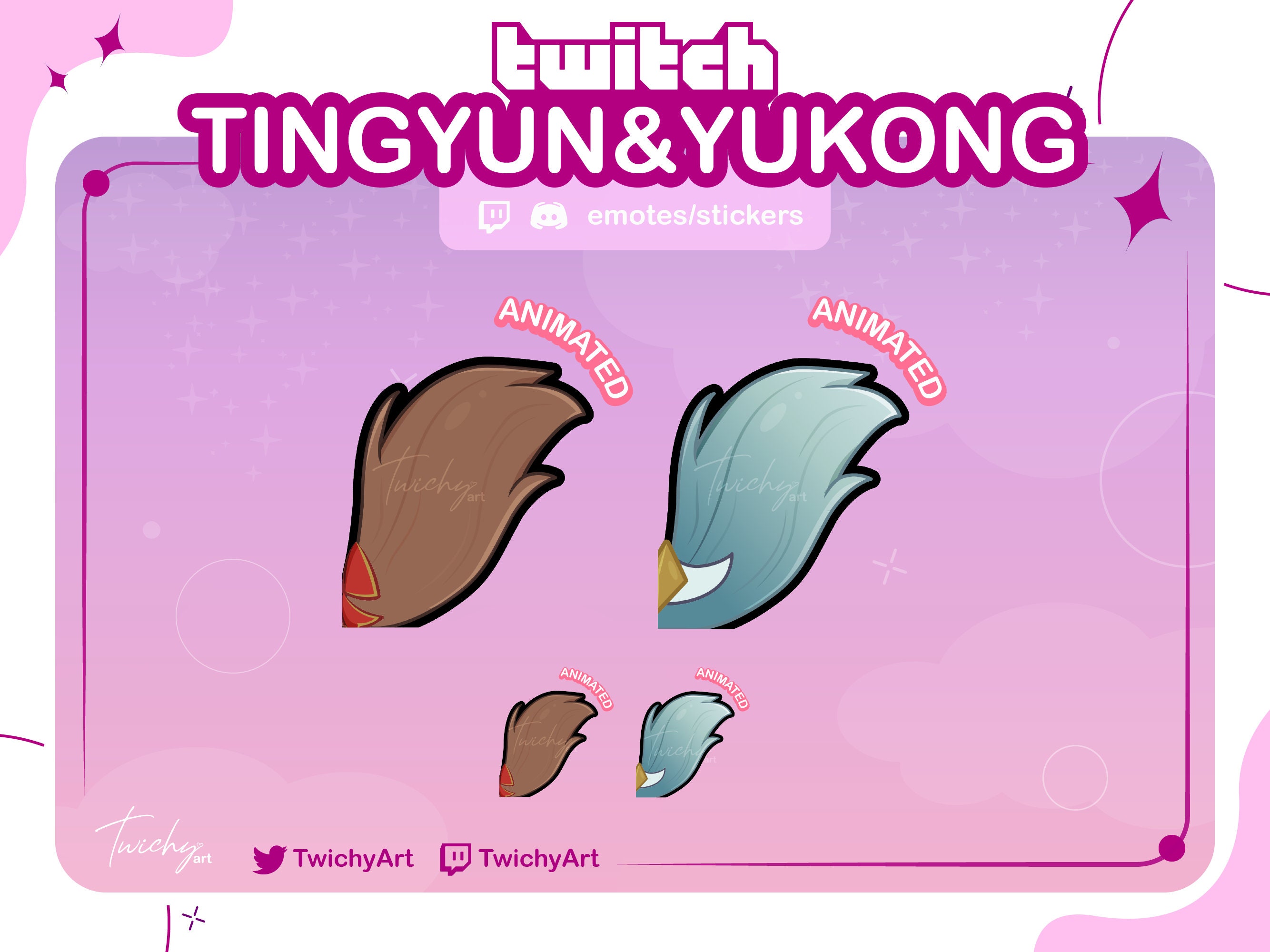 Tails Emotes Tingyun & Yukong for Twitch / Discord / Youtube | Honkai ...