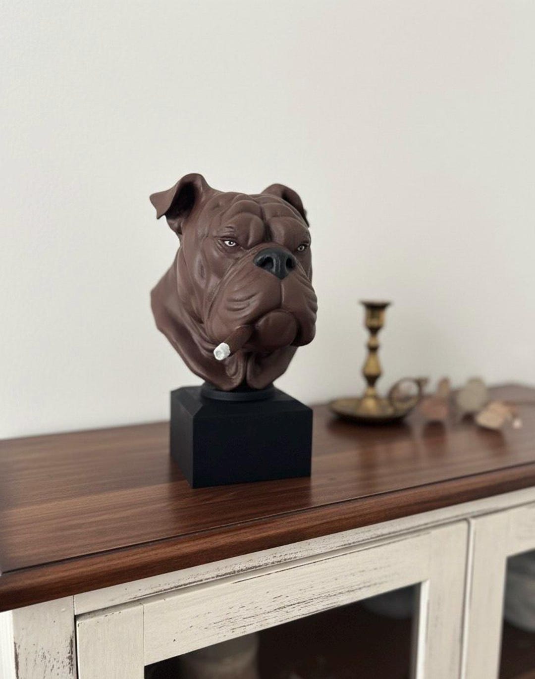 Gangster Bulldog Bust - Hand Painted 3D Printed Sculpture - English ...