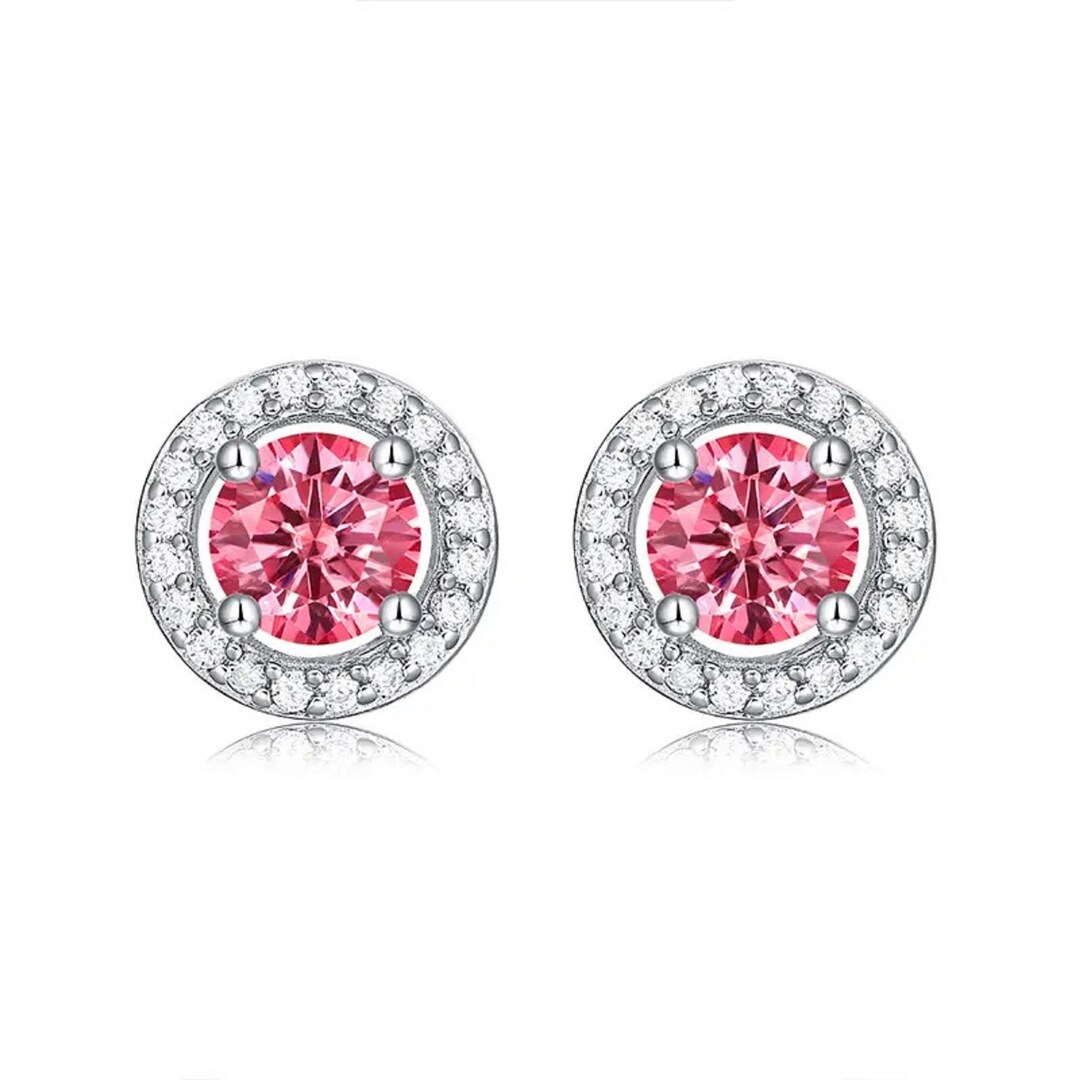 1.50ct Moissanite Diamond Red Round Cut Earring Red Earring for Women ...